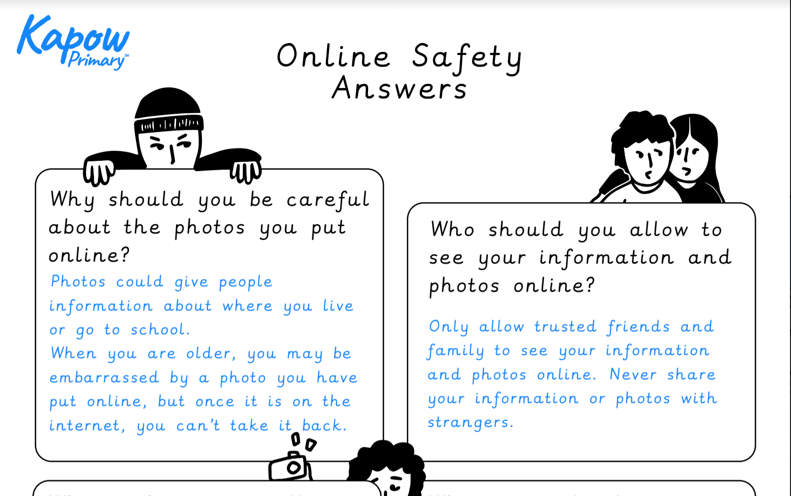 Online safety worksheet with answers - Kapow Primary
