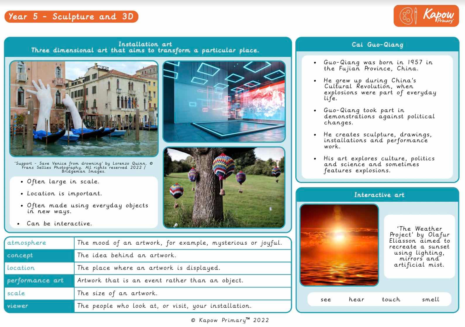 Knowledge organiser: Art & design – Y5 Sculpture and 3D - Kapow Primary