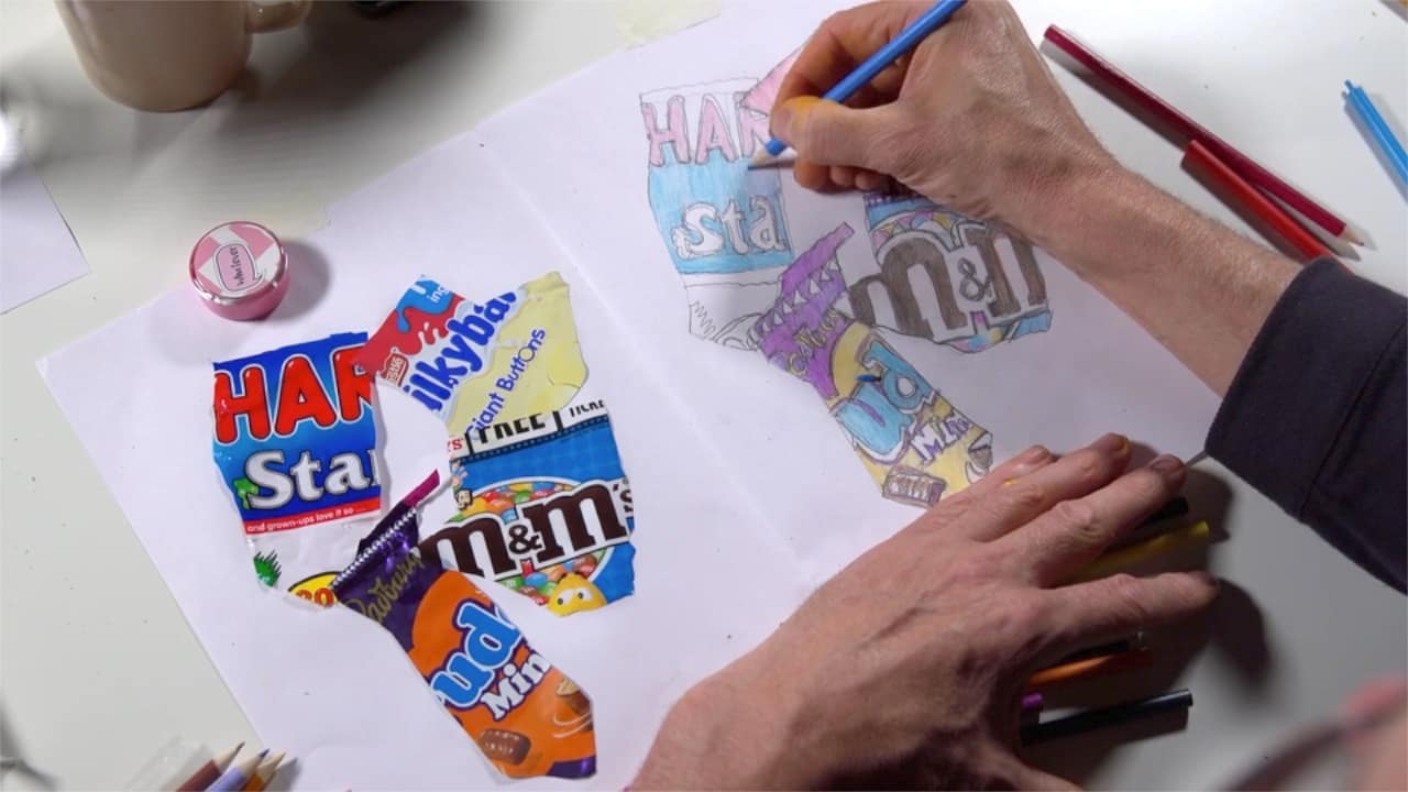 KS2 Y5: Art: Drawing - Packaging Collage 1 - Kapow Primary