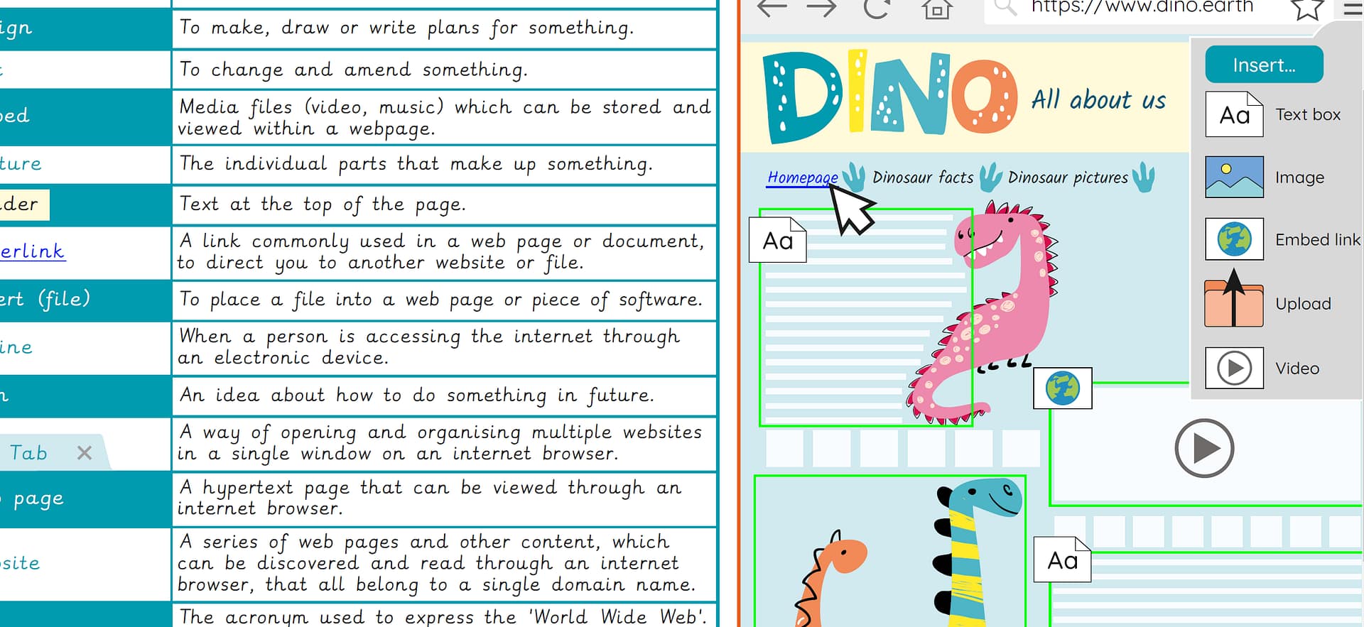 Knowledge organiser - Computing Y4: Website design