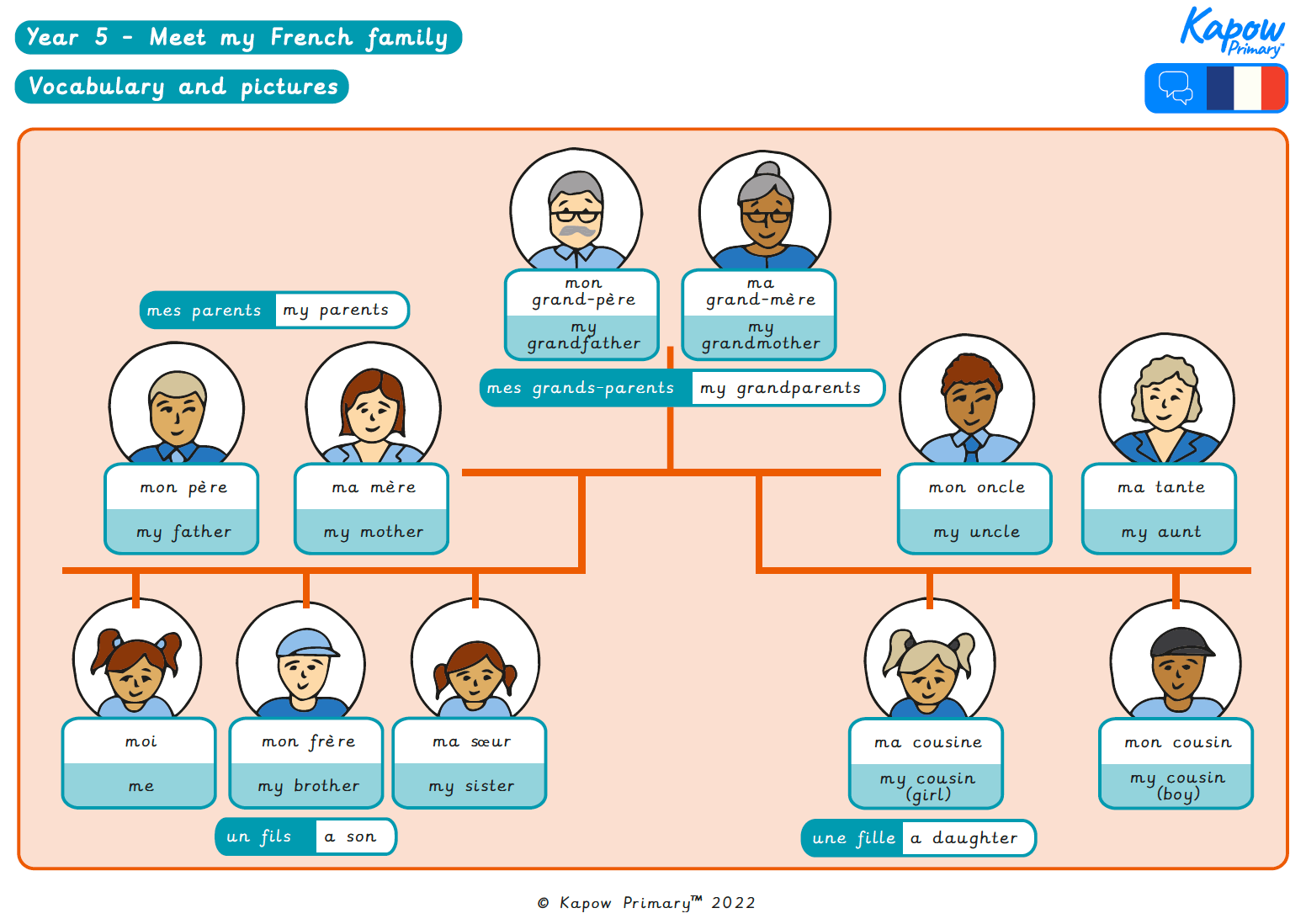 Upper KS2 French Knowledge Organiser | Meet My Family