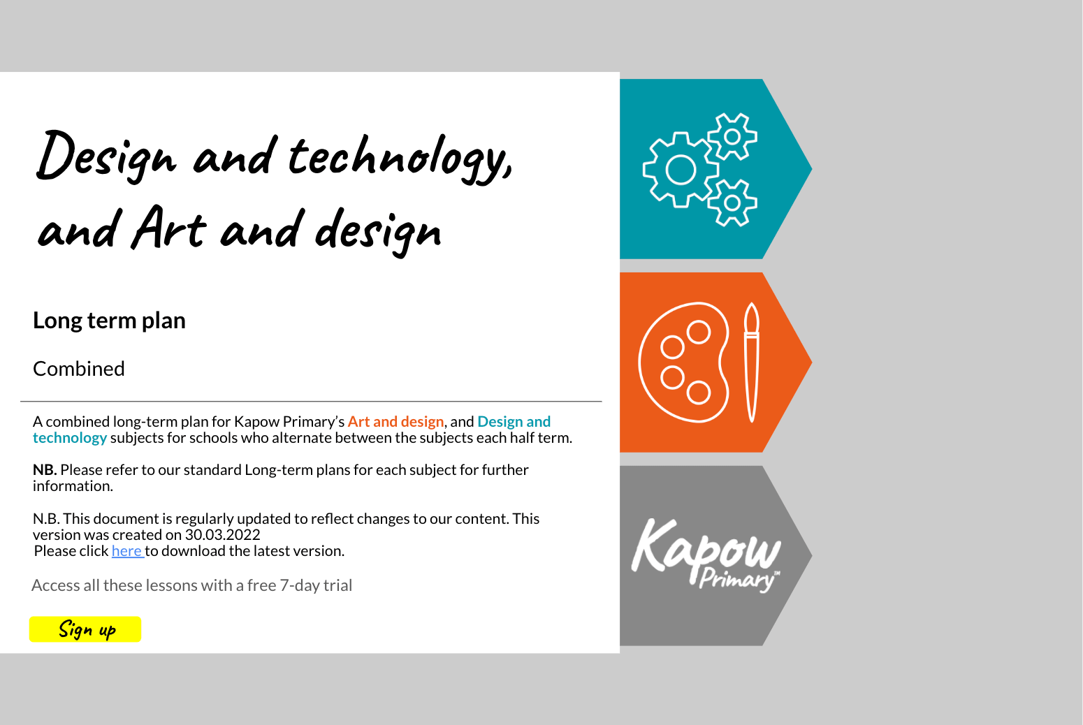 Art and DT Scheme of Work 2023 | Combined Long-Term Plan