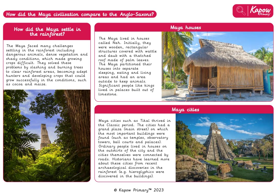 KS2 History Knowledge Organiser | Maya & Anglo-Saxons