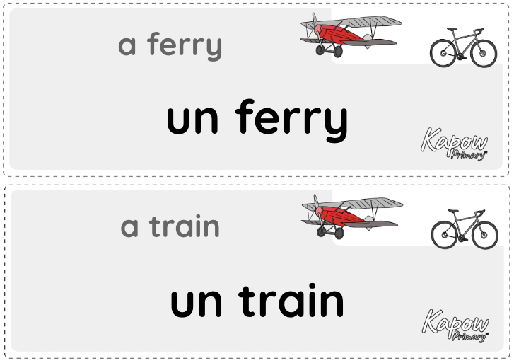 Vocabulary display: French transport
