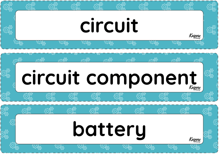 Vocabulary display - D&T Y3: Electrical systems: Electric poster