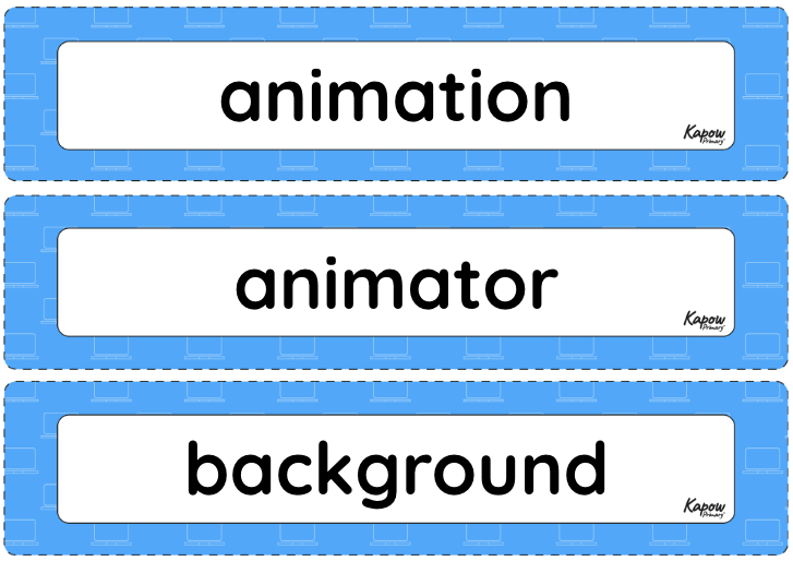 Vocabulary display - Computing Y5: Stop motion animation