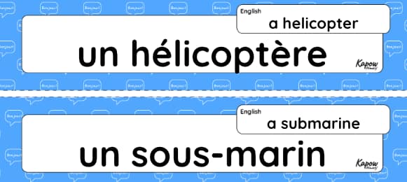Vocabulary display: French transport