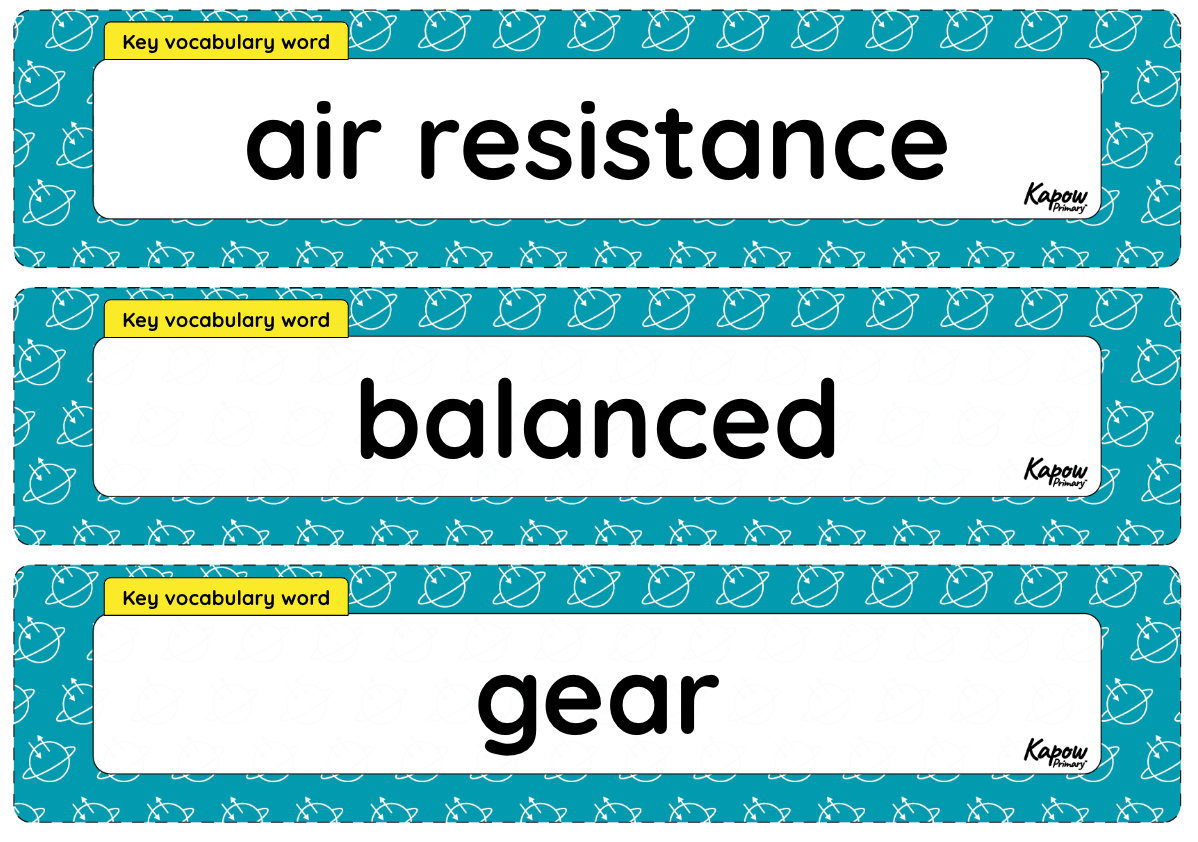 Vocabulary display - Science Y5: Forces and space: Unbalanced forces