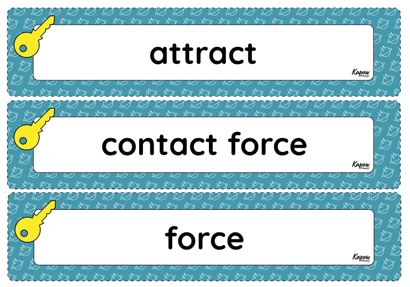 Vocabulary display: Forces and magnets