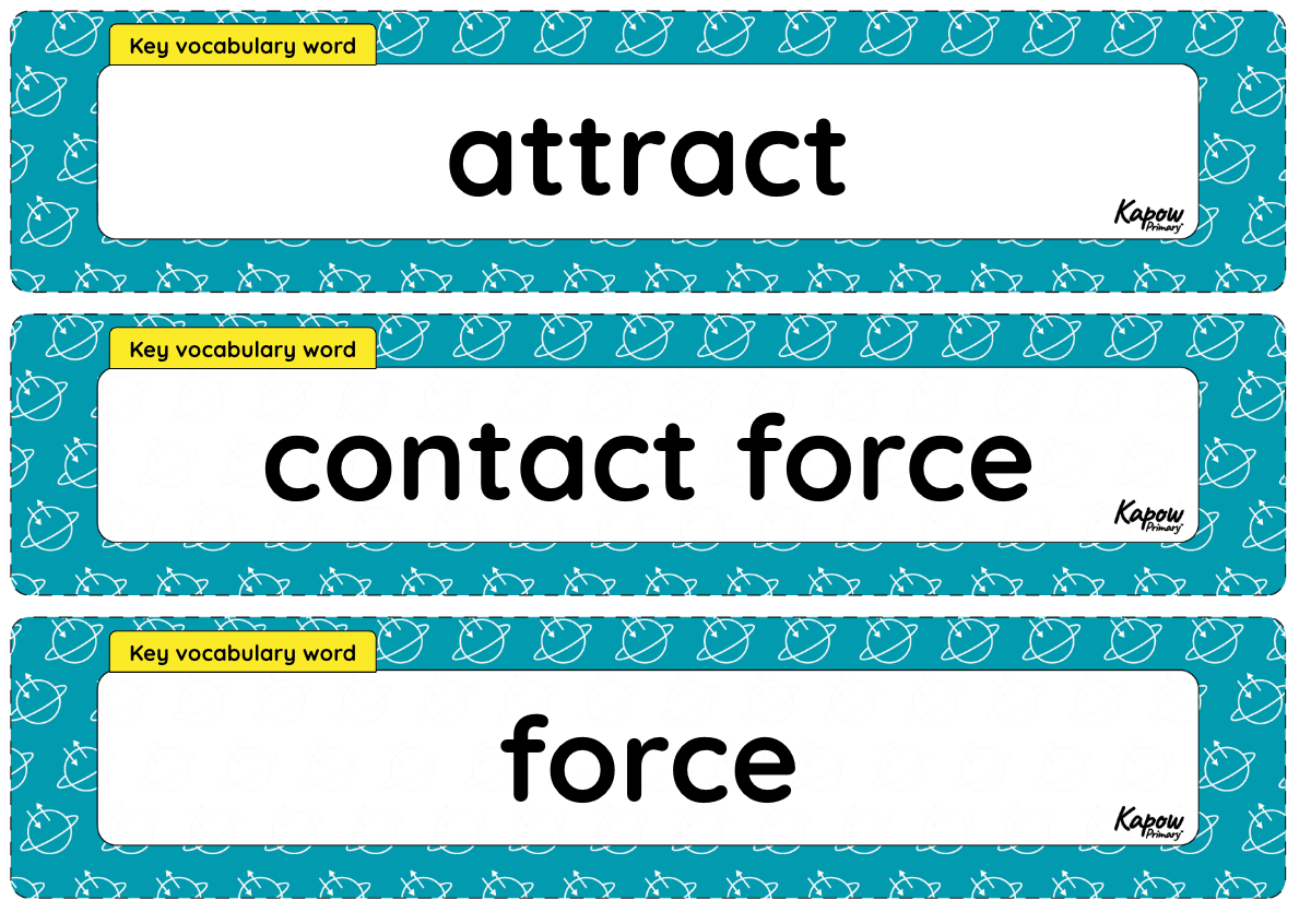 Vocabulary display - Science Y3: Forces and space: Forces and magnets