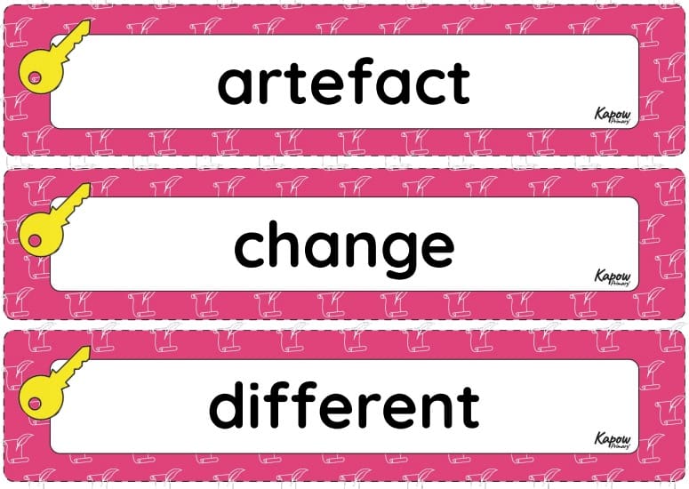 Key vocabulary display: History - Year 1