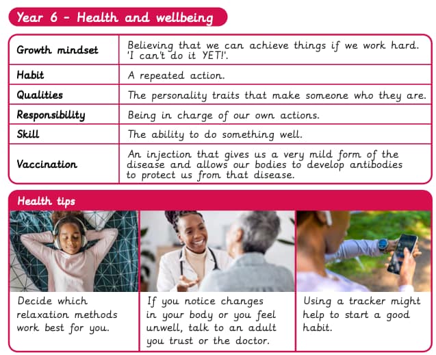 *NEW* Knowledge organiser: RSE & PSHE - Y6 Health and wellbeing