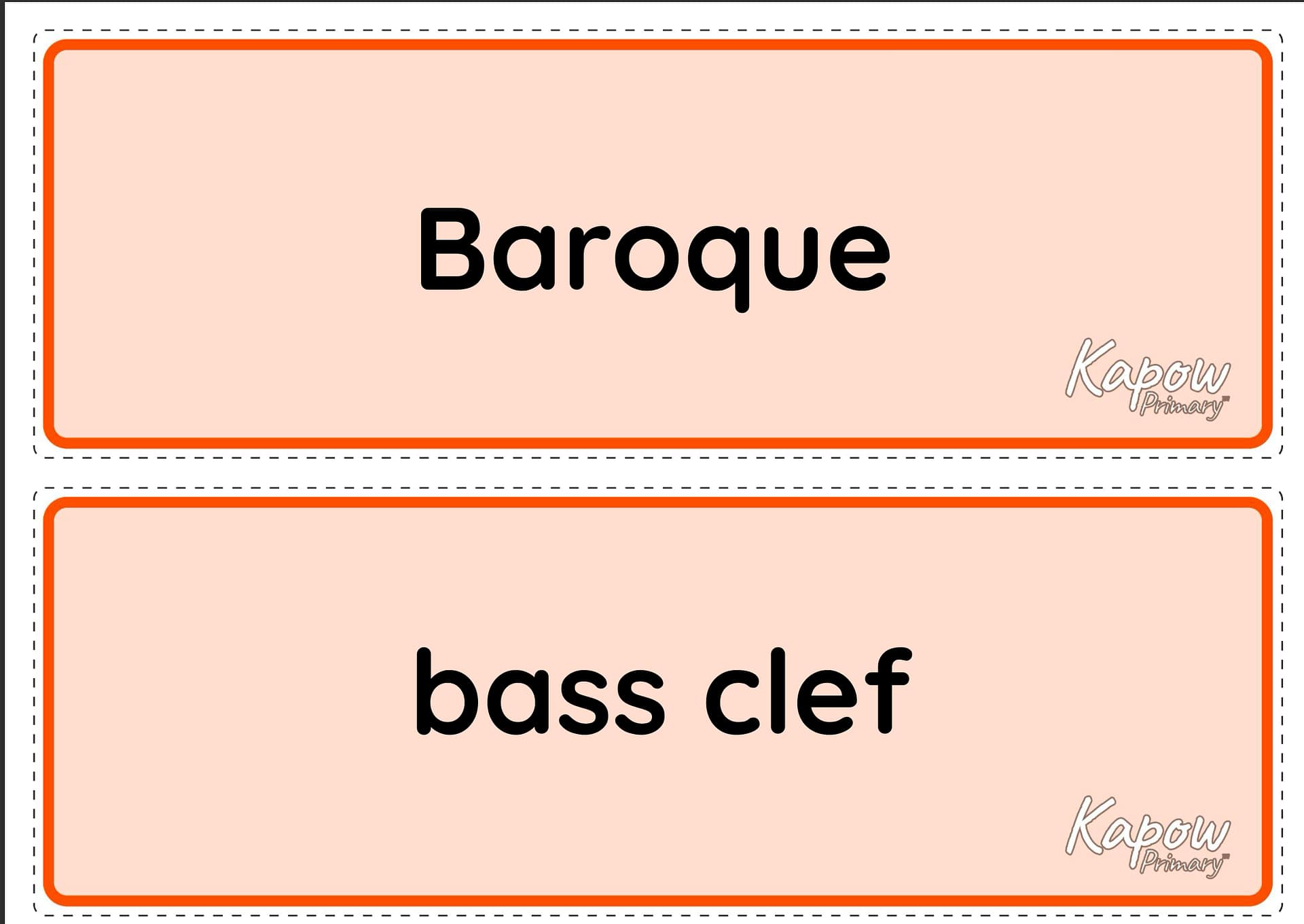 Year 6: Baroque vocabulary display