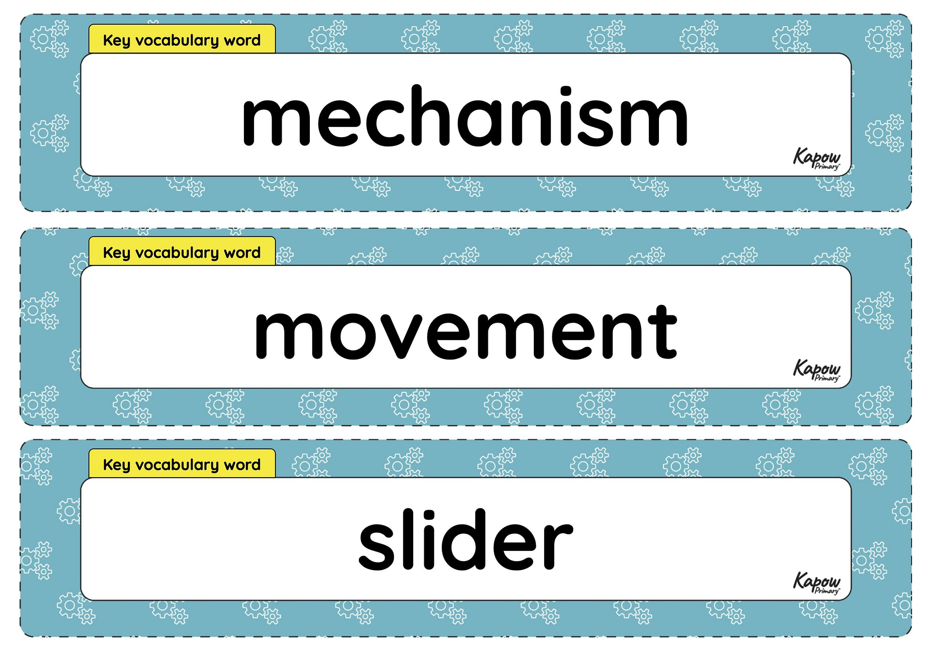 Vocabulary display - D&T Y1: Mechanisms: Matching slider game
