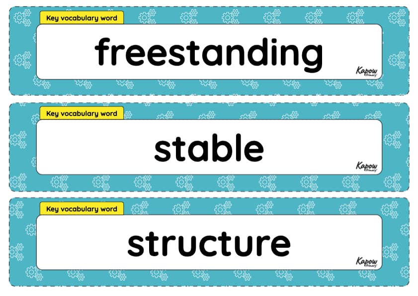Vocabulary display - D&T Y1: Structures: Stable structures