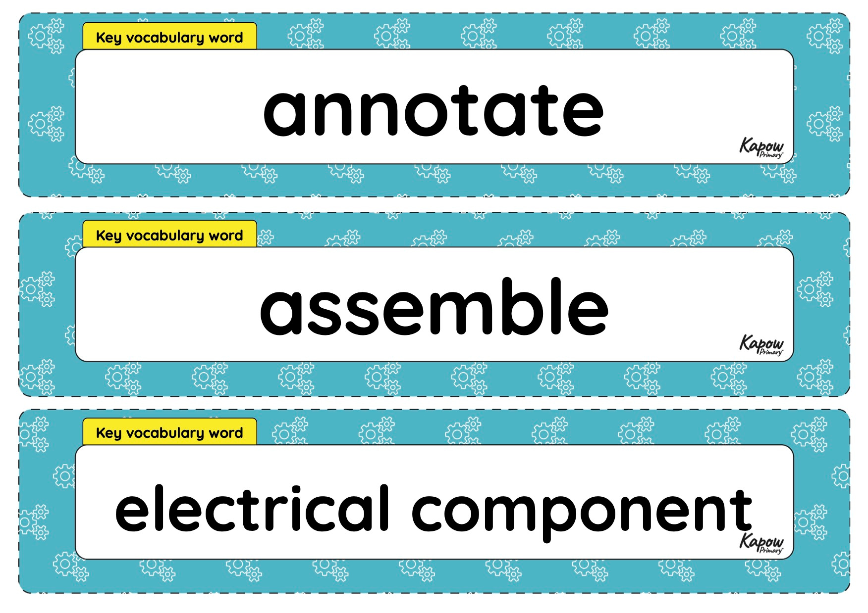 Vocabulary display - D&T Y5: Electrical systems: Wobble bots