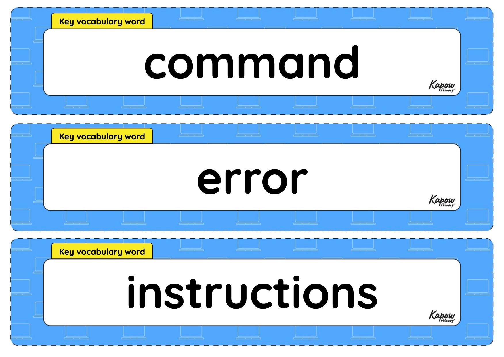 Vocabulary display - Computing Y1: *New* Programming 2: Bee-Bots