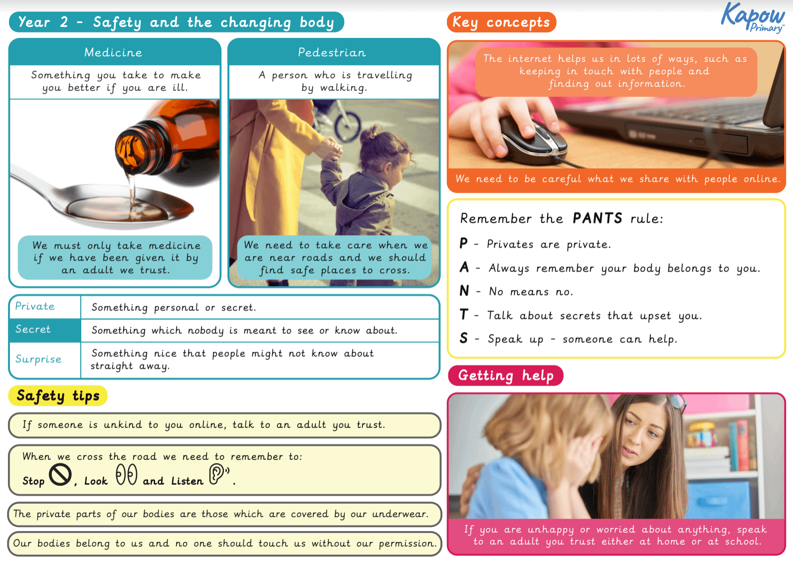 Year 2 RSE Knowledge Organiser with Key Vocabulary - Kapow Primary