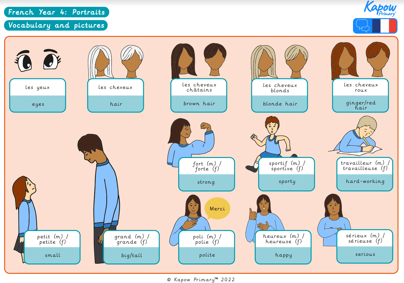 Year 4 Describing in French Knowledge Organiser - Kapow Primary