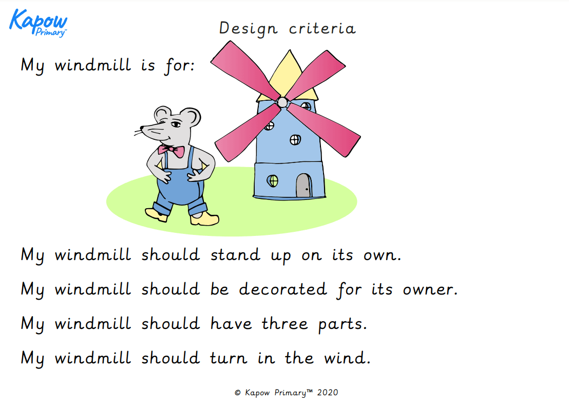 KS1, Y1, Design & Technology Lesson: Windmill Structure | Kapow Primary